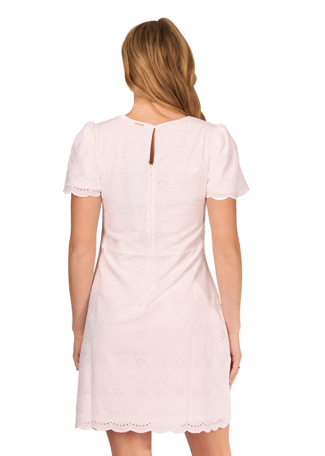 White Eyelet Short Sleeve Shift Dress Cabana Life